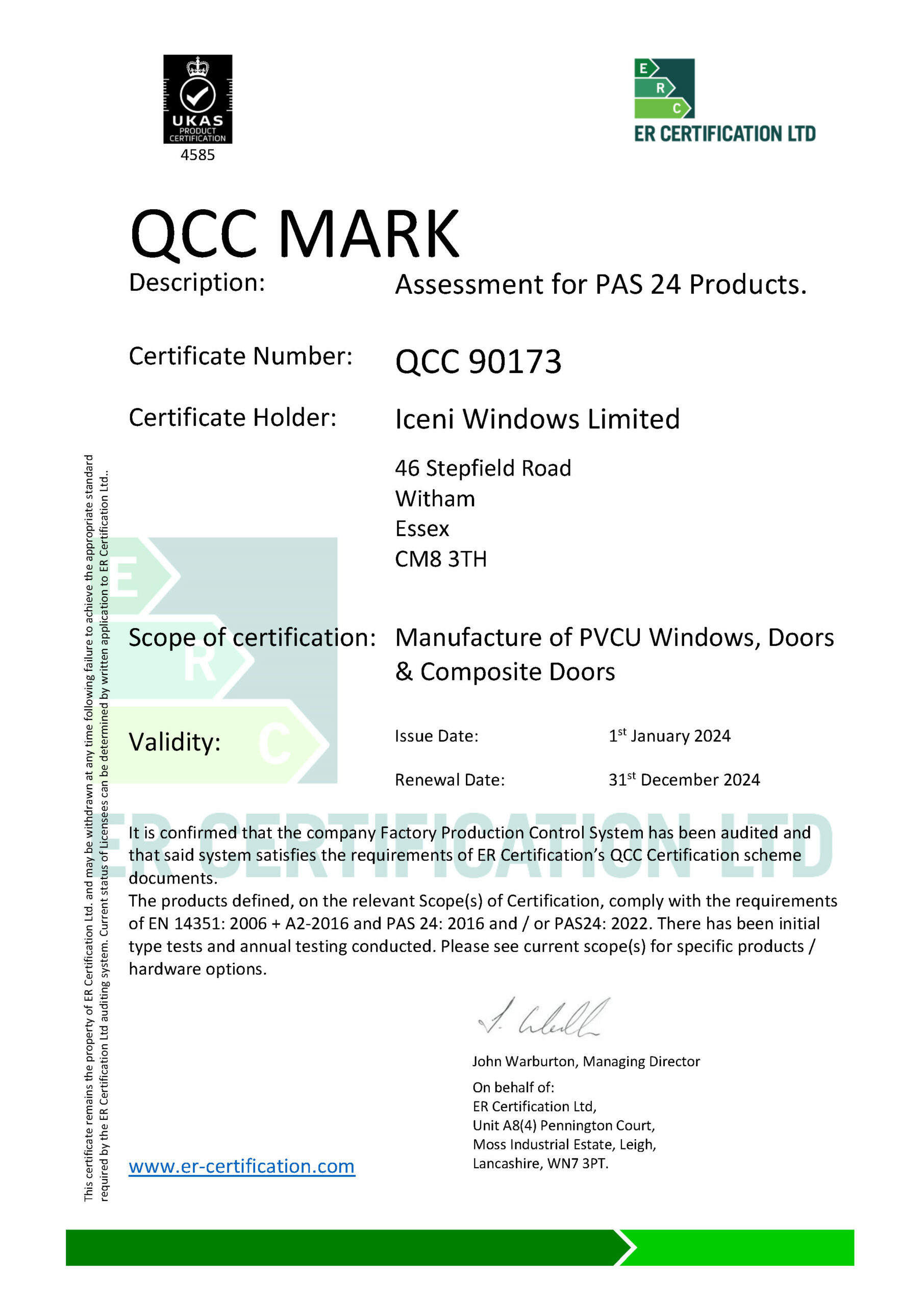 Accreditations - Iceni Windows - PVC-U & Aluminium Products